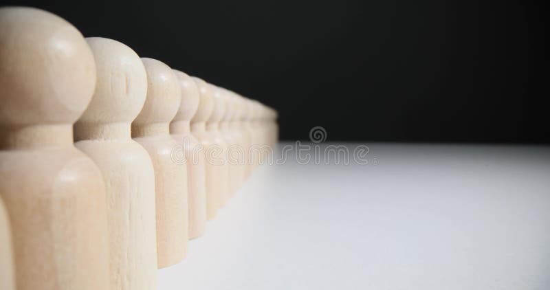Wooden Identical Figures in Row Stock Footage - Video of group, concept ...