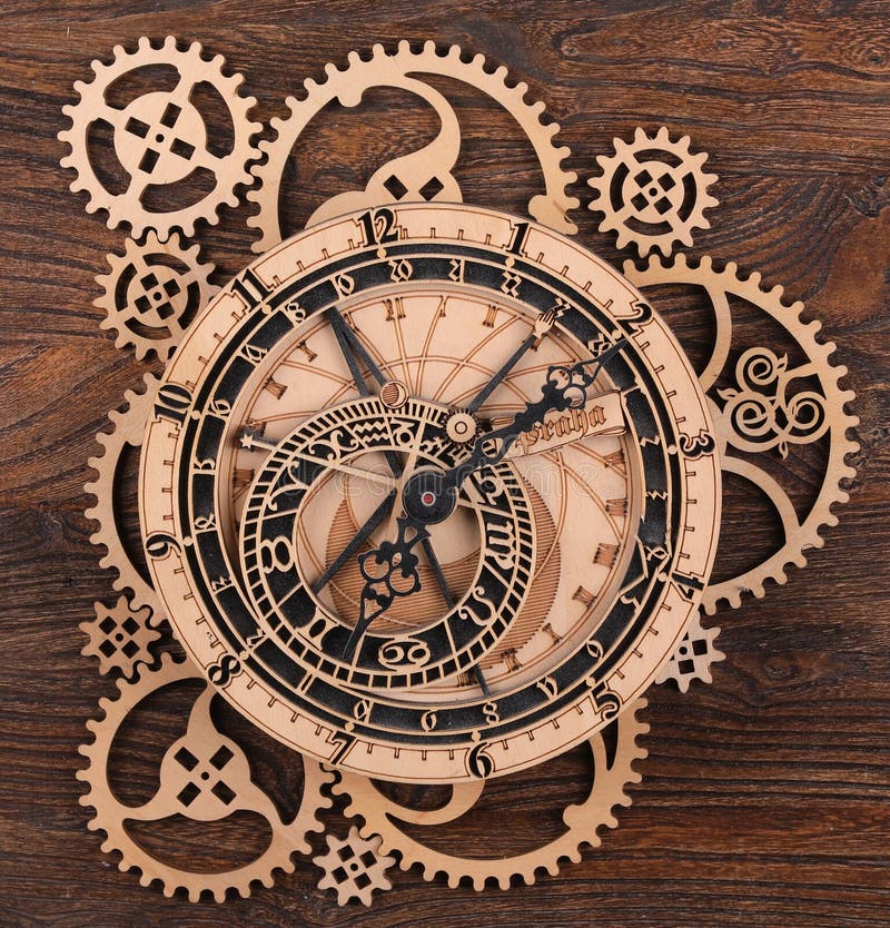 Wooden Infinity Clock on Wooden Stock Photo - Image of abstract, moment ...