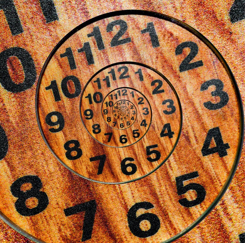 Wooden Infinity Clock with Endless Spiral Curves. Cycles of Time Stock ...