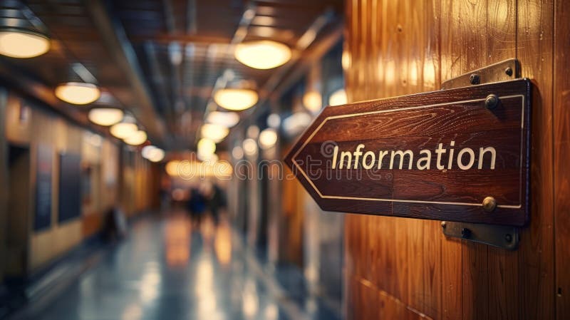 A Wooden Information Sign Inside a Building Stock Image - Image of ...