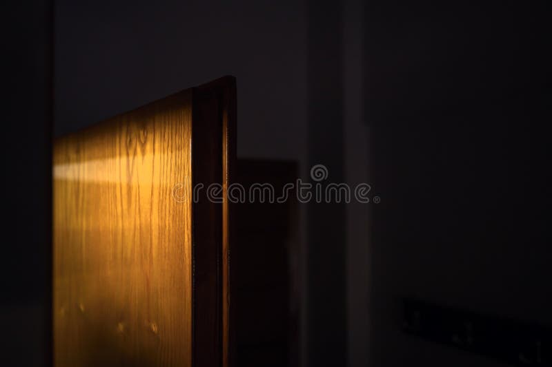 Wooden Interior Door Half Opened, Left Ajar Stock Image - Image of ...