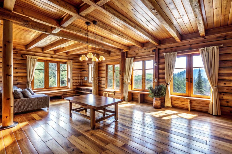 Wooden Interior Room with Rustic Aesthetic Stock Illustration ...