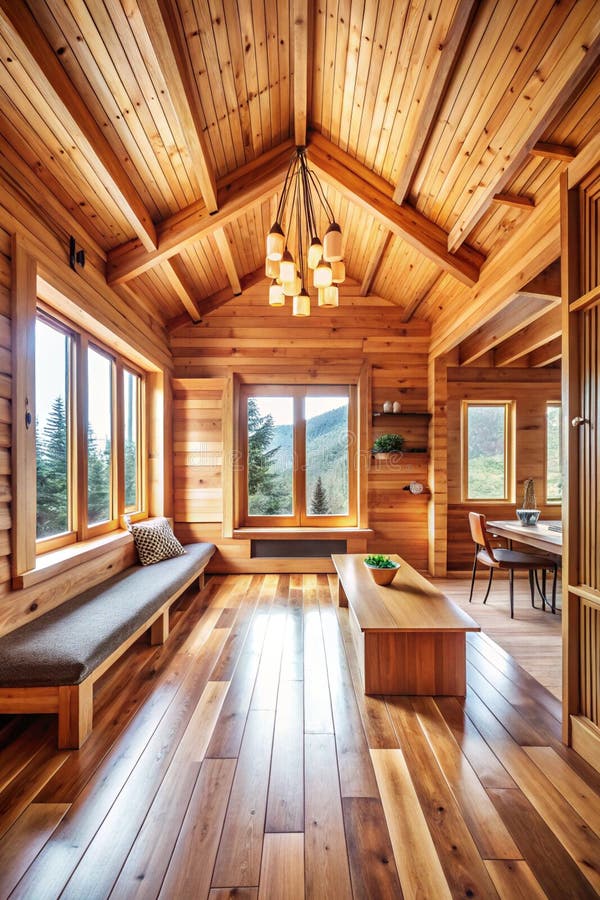 Wooden Interior Room with Rustic Aesthetic Stock Illustration ...