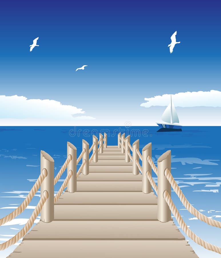 Wooden jetty stock vector. Illustration of boardwalk - 30732718