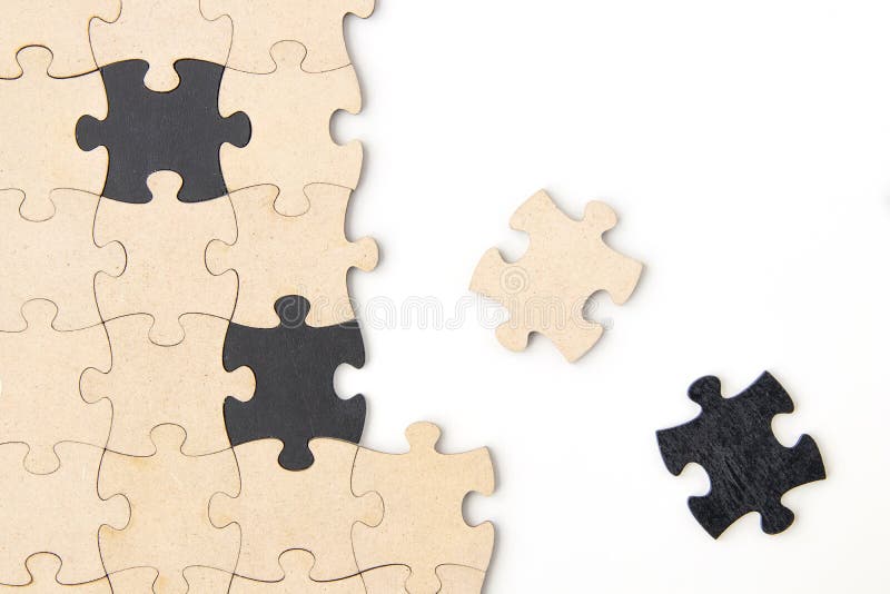 Wooden Jigsaw Puzzle Pieces with Burnt Edges and Imperfections on White ...