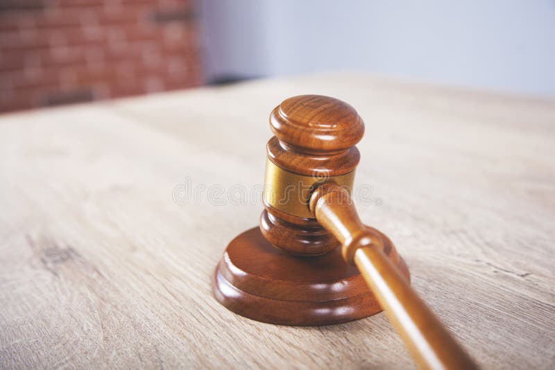 Wooden judge on desk stock photo. Image of verdict, justice - 155132970