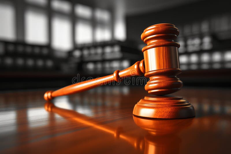 Wooden Judges Gavel on Table Stock Illustration - Illustration of tool ...