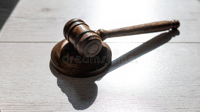 Wooden Judicial Gavel on a Wooden Laminate. Stock Image - Image of ...