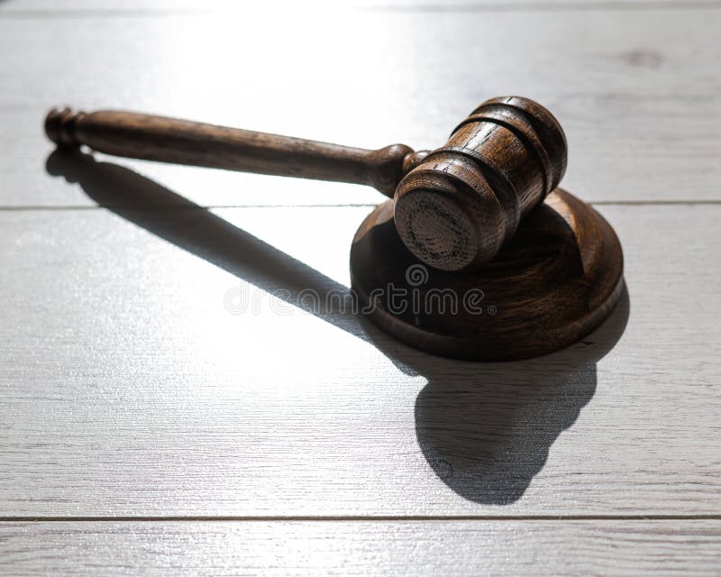 Wooden Judicial Gavel on a Wooden Laminate. Stock Image - Image of ...