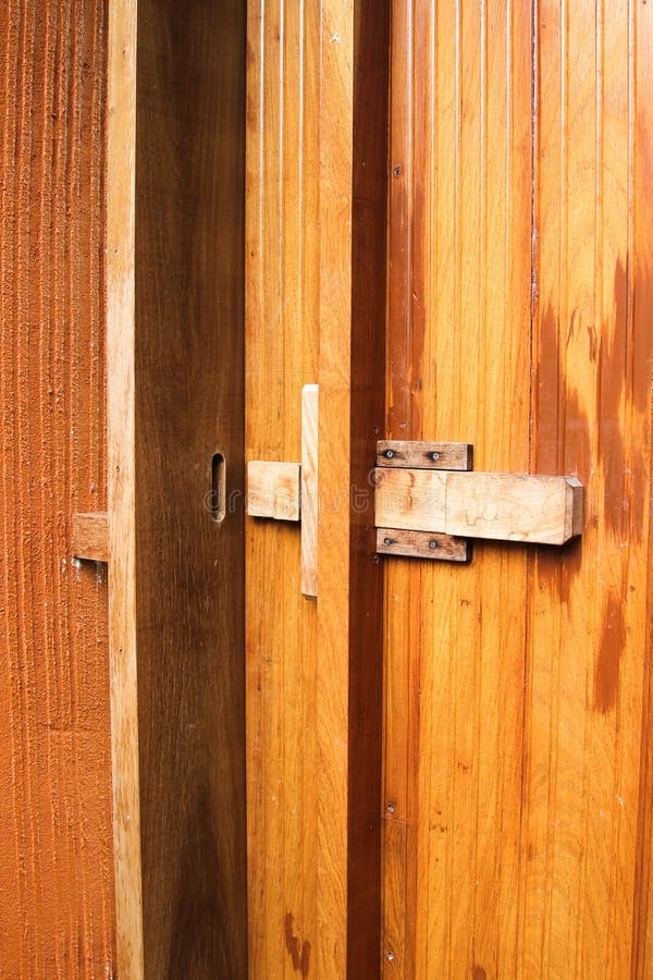 Wooden Key Stick on Wooden Door Stock Photo - Image of entrance ...