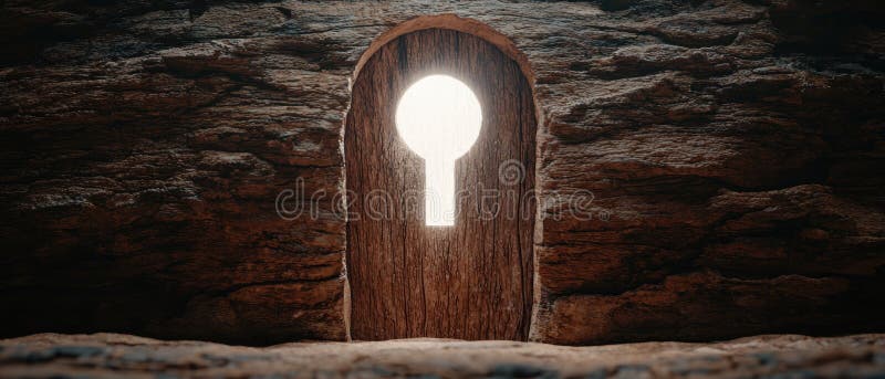 Wooden Keyhole with Light Shining through Stock Illustration ...