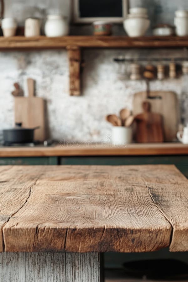 Wooden Kitchen Counter stock image. Image of surfaces - 377441279