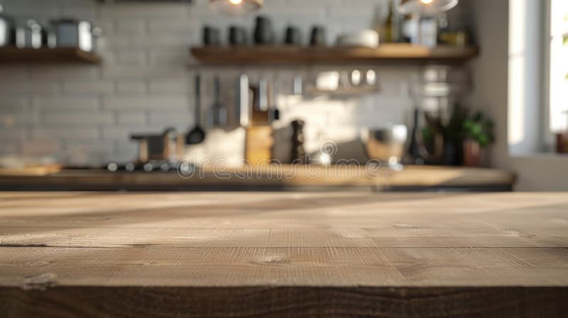 The Wooden Kitchen Countertop.AI Generated Image Stock Image - Image of ...