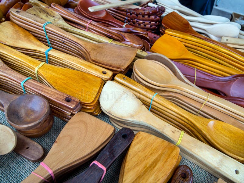 Wooden Kitchen Spatulas of Different Types Stock Photo - Image of craft ...
