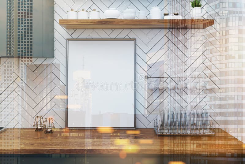 White Kitchen Table with a Poster Toned Stock Illustration ...