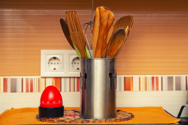 Wooden kitchen utensils stock image. Image of equipment - 259999081