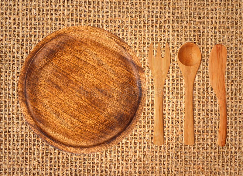 Wooden Kitchen Utensils Over Linen Texture Stock Image - Image of still ...