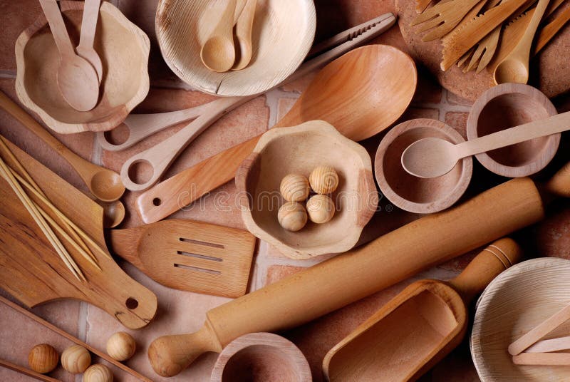 Wooden kitchen utensils stock photo. Image of rustic - 40919216