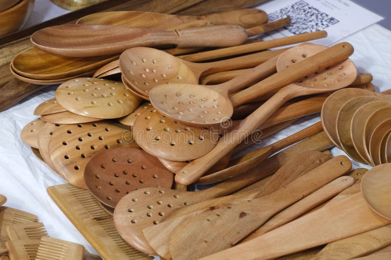 Wooden Kitchen Utensils, Wooden Kitchen Ware in Different Shapes Stock ...