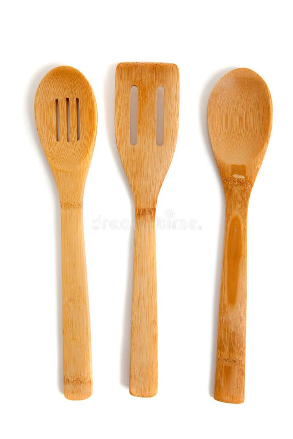 Wooden Kitchen Utensils on a White Background Stock Image - Image of ...