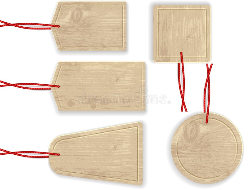 Wooden Labels with Red Rope. Stock Image - Image of texture, rope: 48113081