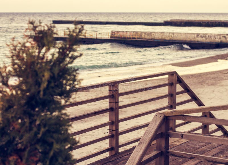 Wooden Ladder on the Beach during Sunset Stock Photo - Image of sunset ...