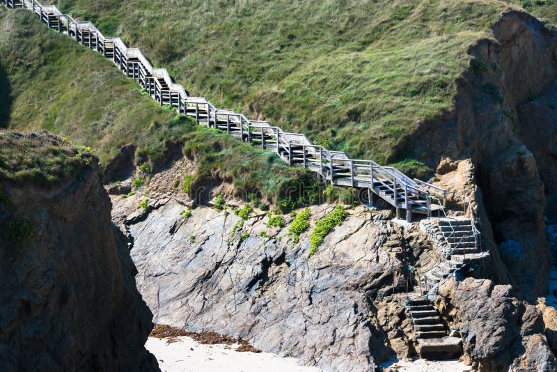 Wooden Ladder on Cliff by the Ocean Stock Image - Image of beach ...