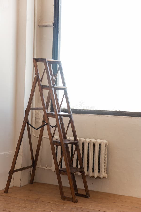 Wooden Ladder in an Empty Loft Style Room with Space for Text ...
