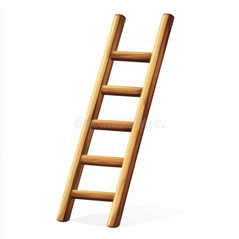 Wooden Ladder with Five Steps Stock Illustration - Illustration of ...