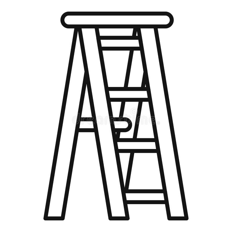 Wooden Ladder Icon, Outline Style Stock Vector - Illustration of ...