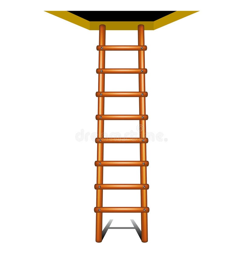 Wooden Ladder in Blue Design with Shadow Leading Up Stock Vector ...