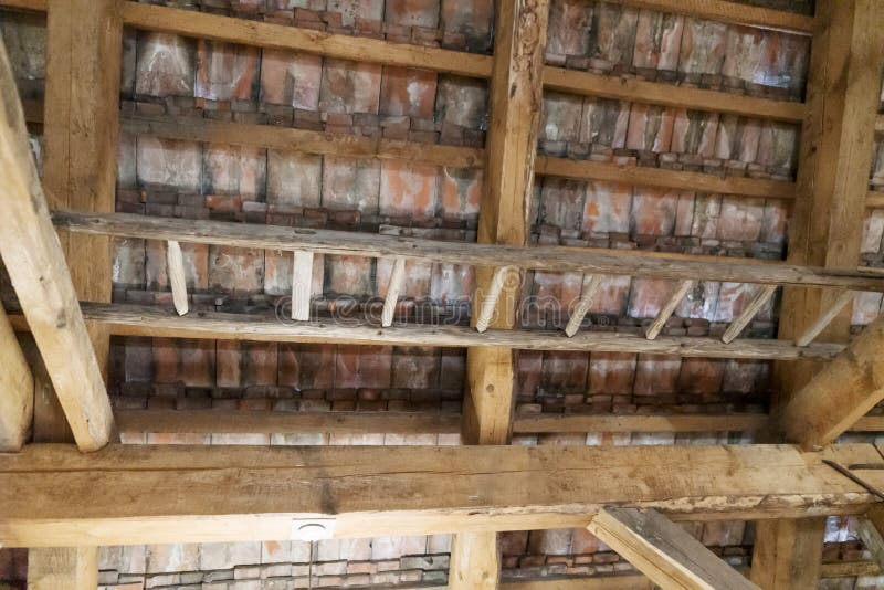Wooden Ladder Lies on the Attic Stock Image - Image of architecture ...