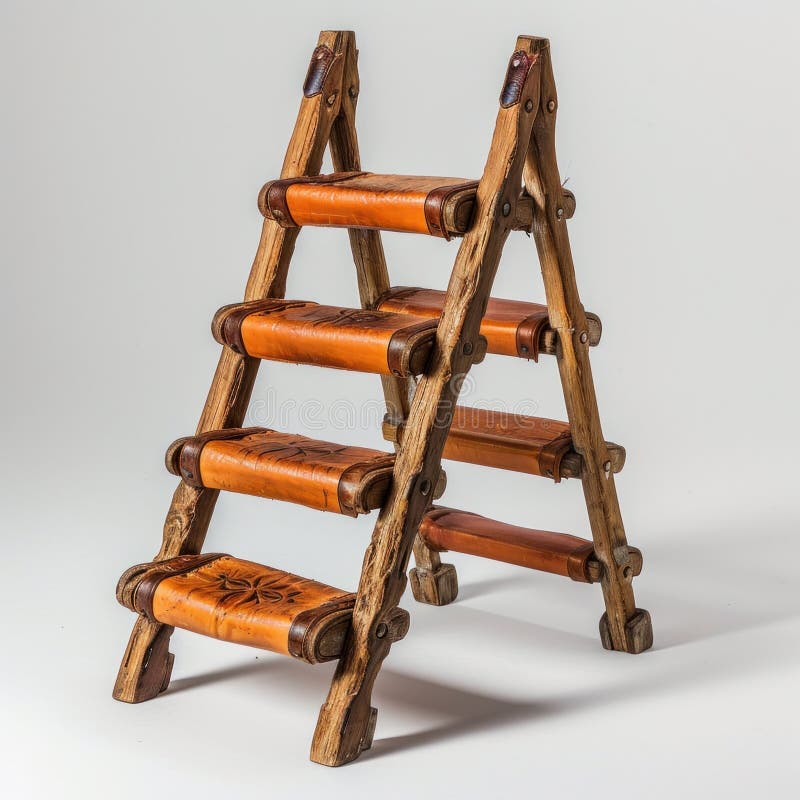 A Wooden Ladder with a Number of Leather Straps on it, AI Stock ...