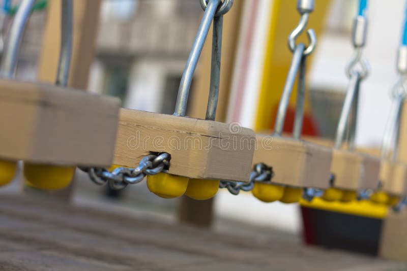 Wooden Ladder on the Playground. Stock Image - Image of close, hook ...