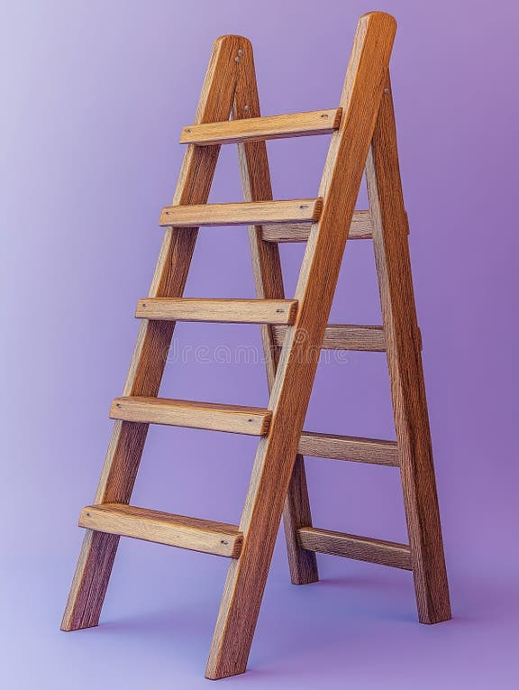 Wooden Ladder on Purple Background, Symbolizing Progress and Elevation ...