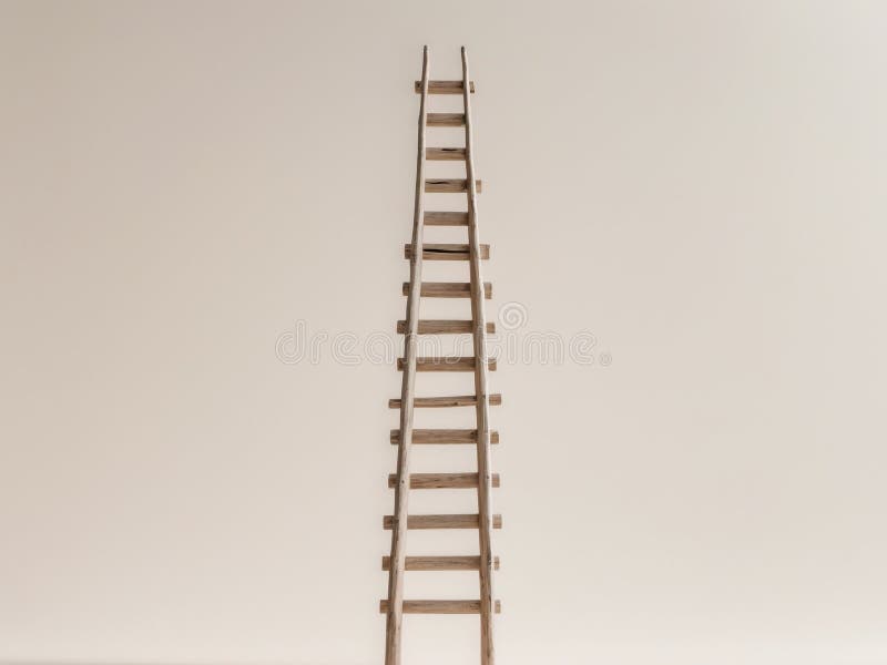 Wooden Ladder Reaching for the Sky - Inspiring Ascent. Stock Photo ...