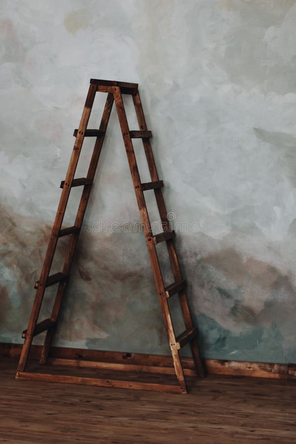 Wooden ladder in the room stock photo. Image of grunge - 89125694