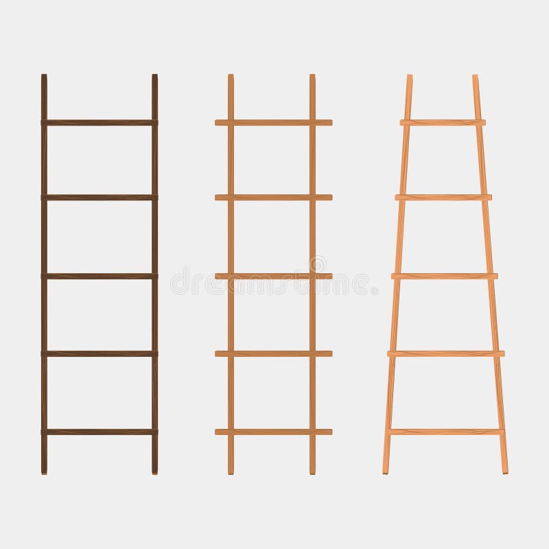 Wooden ladder set stock vector. Illustration of stepladder - 118626437