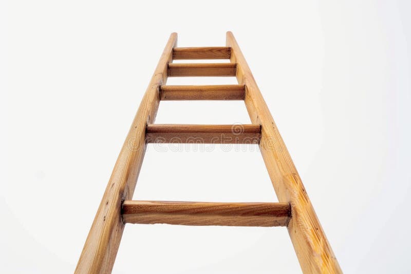 Wooden Ladder White Background Stock Image - Image of grain, background ...