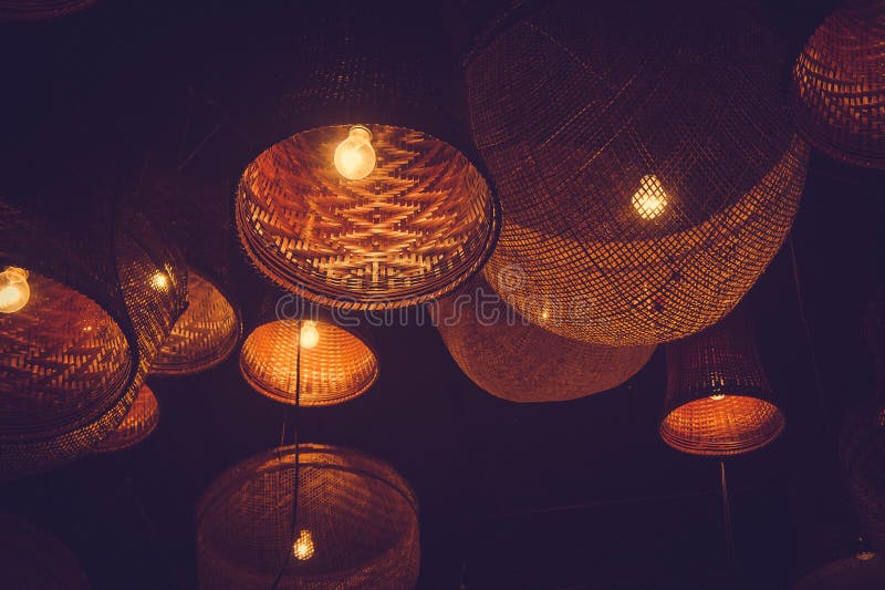 Wooden Lamp Lighting and Decorating. Stock Photo - Image of lamps ...