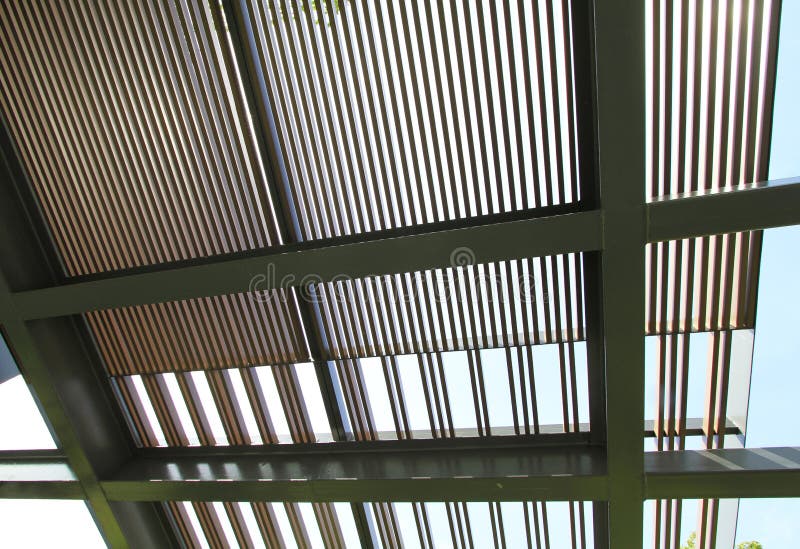 Wooden Lath Built on Metal Structure Stock Image - Image of building ...