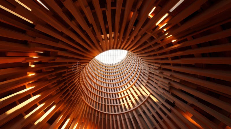 Wooden Lattice Ceiling with Circular Skylight Stock Illustration ...