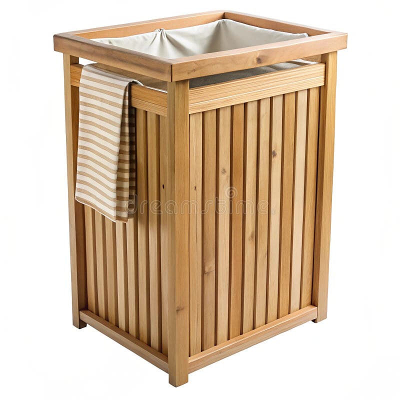 Wooden Laundry Hamper with Removable Fabric Lining Stock Illustration ...