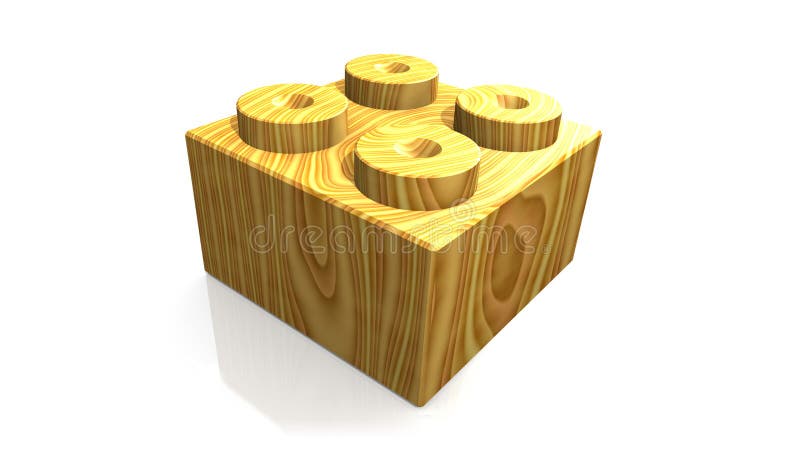 Wooden lego block (3D) stock illustration. Illustration of plan - 3504747
