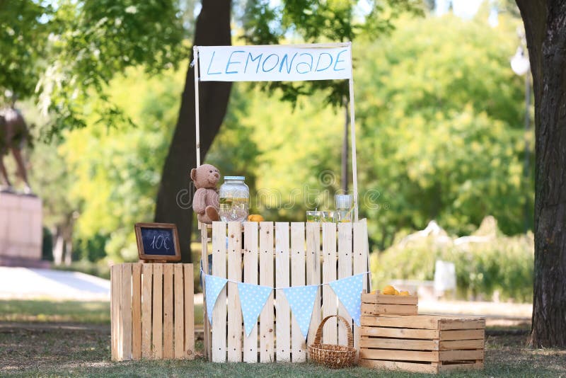 Wooden Lemonade Stand in Park on Sunny Summer Day Stock Photo - Image ... Wooden Lemonade Stand in Park on Sunny Summer Day Stock Photo - Image ...