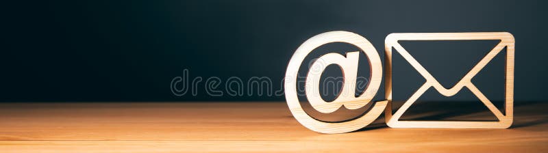 Wooden Letter with Email Sign Stock Photo - Image of design, wooden ...