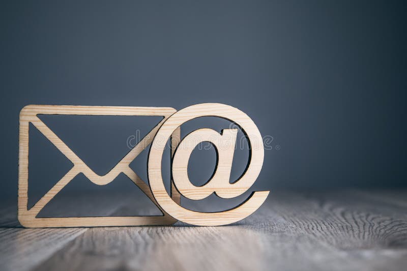 Wooden Letter with Email Sign Stock Image - Image of message ...