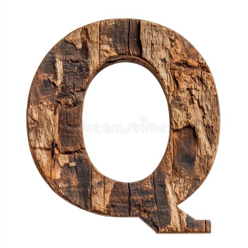 A Wooden Letter "Q" with a Textured, Rustic Appearance Stock ...