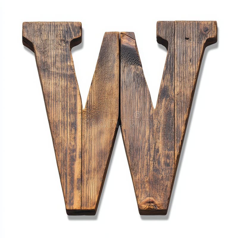 A Wooden Letter "W" with a Rustic Finish, Suitable for Decoration or ...