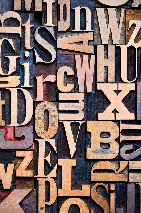 Wooden Letterpress Alphabet Stock Image - Image of abstract, background ...